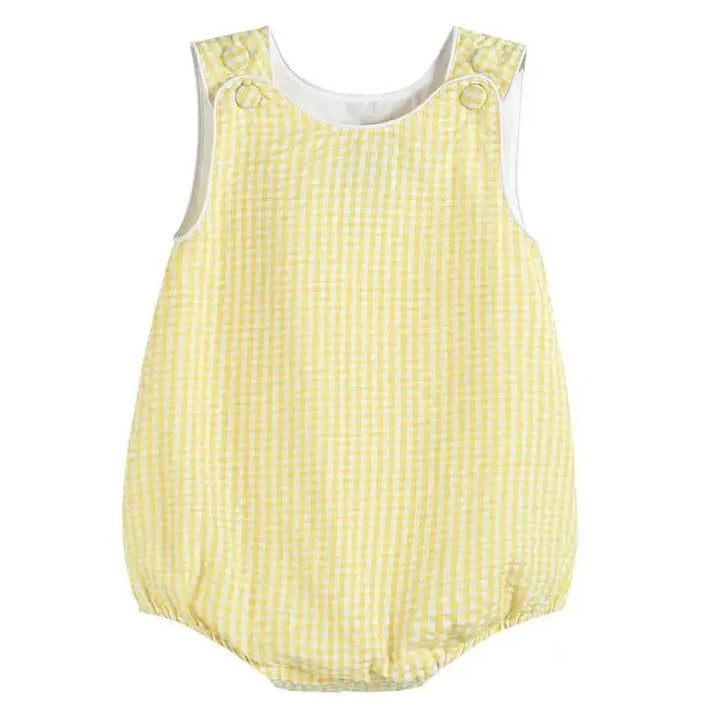 Classic Yellow Gingham Baby Bubble Romper | Tiny Details – The Tiny Details