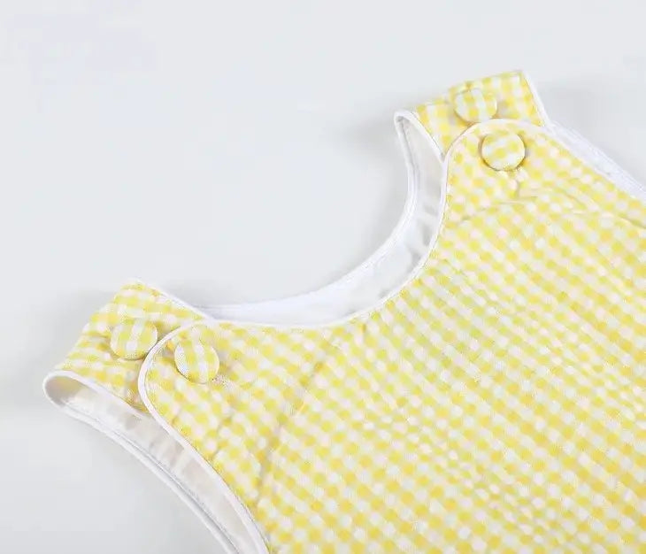 Classic Yellow Gingham Baby Bubble Romper | Tiny Details – The Tiny Details