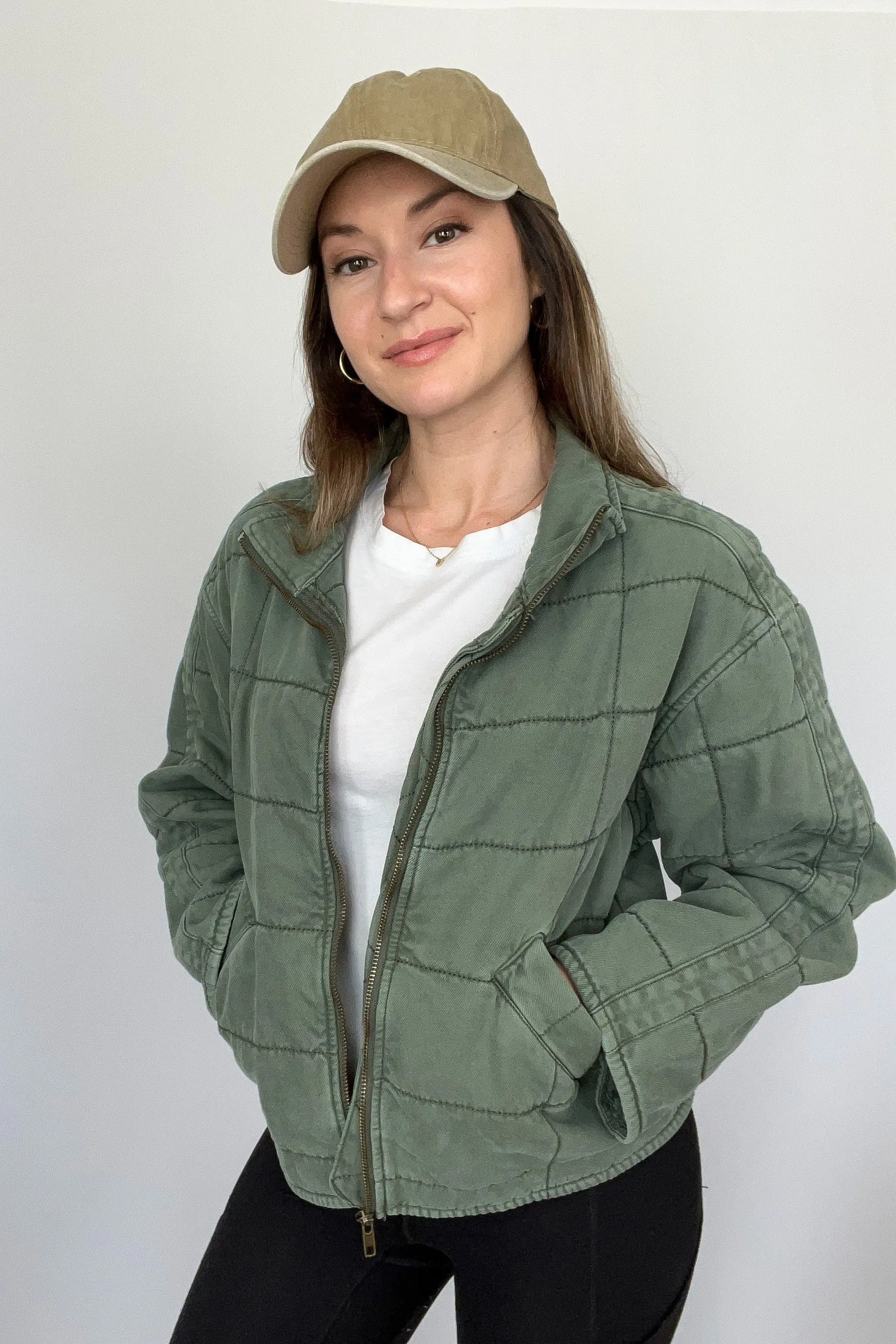Quilted Green Washed Denim Jacket | Shop Tiny Details – The Tiny Details